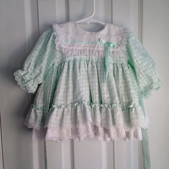 MiniWorld | Dresses | Vintage Mint Green And White Lace Kids Dress ...